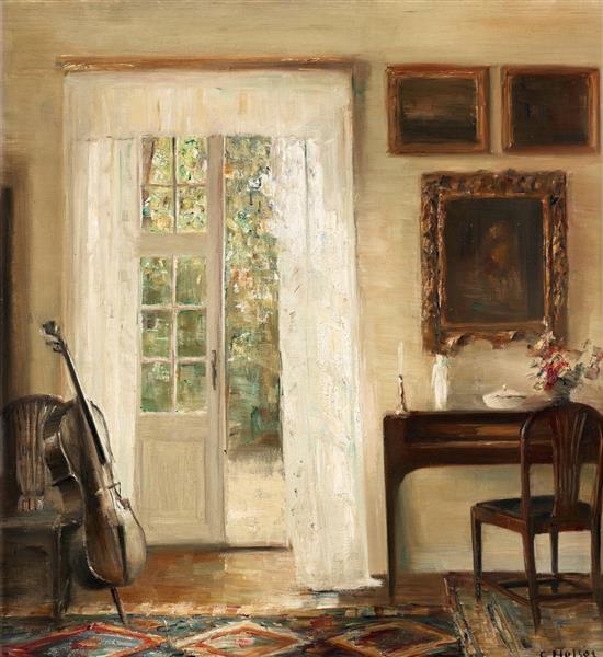 Interior with a Cello - Carl Holsøe - WikiArt.org