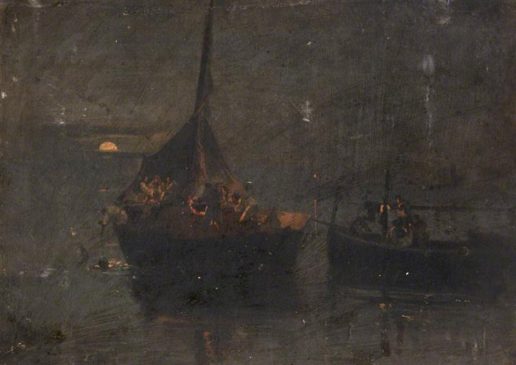 Neapolitan Fishing Boats at Night - Thomas Stuart Smith - WikiArt.org