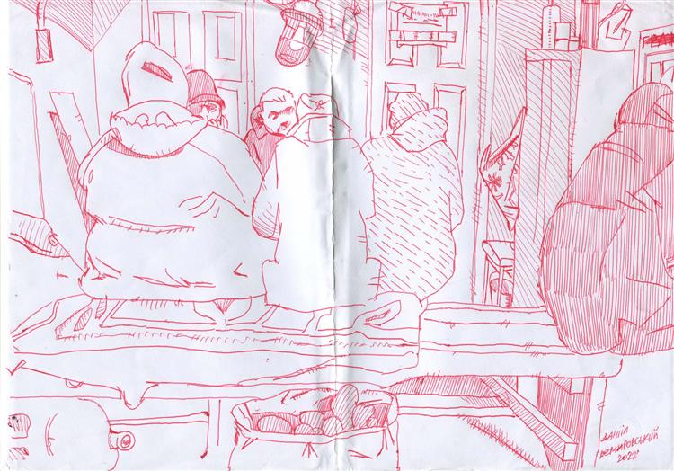 Drawing from the Shelter on Semashko Street, 2022 - Danil Nemirovsky ...
