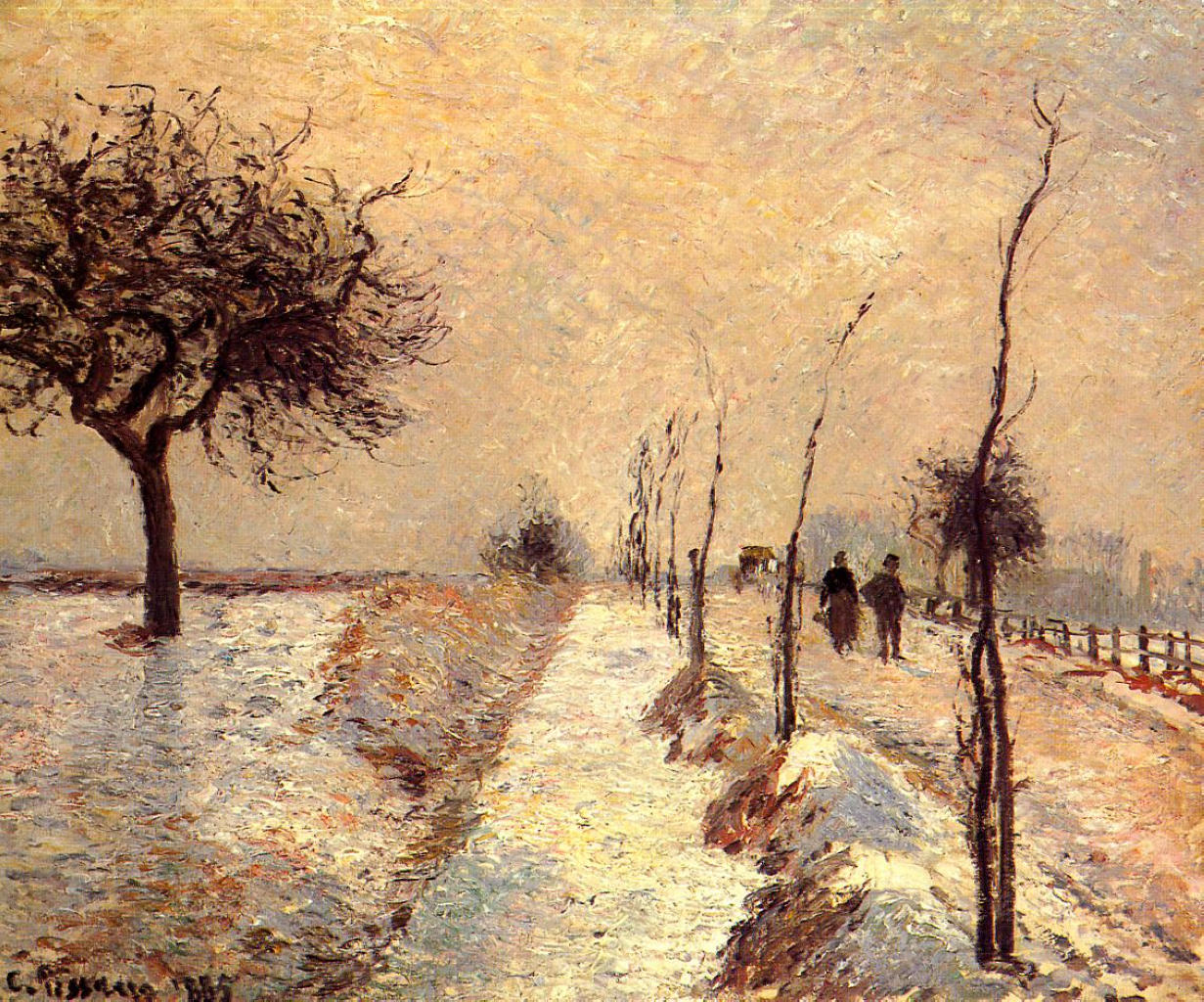 Road at Eragny, Winter, 1885 - Camille Pissarro - WikiArt.org